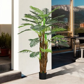 HOMCOM Umělé rostliny, umělá palma, 160 cm umělá rostlina s 36 větvemi, pokojová rostlina, umělý strom, rostlinná dekorace do interiéru, exteriéru, z…