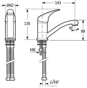 JIKA H3511N10042201 - Dřezová baterie TALAS 13,5 cm lesklý chrom