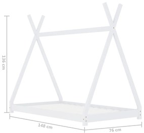 vidaXL Rám dětské postele bílý masivní borovice 70 x 140 cm