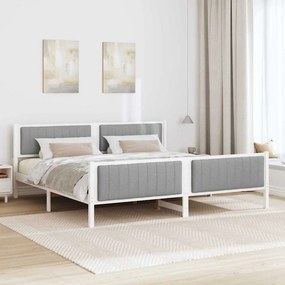 Rám postele s čelo Bílá a světle šedá 200 x 200 cm 3394302