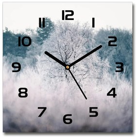 Wallmuralia Skleněné hodiny čtverec Stromy zima 30x30 cm