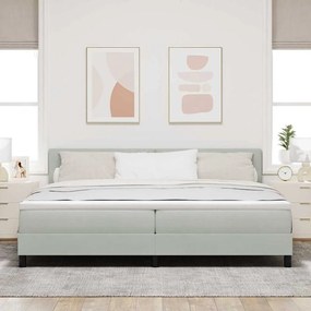 Postel s boxspringem s čelo Světle šedá 200 x 200 cm samet 3339194