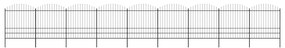 Zahradní plot s kopím nahoře ocelový 1506 x 200 cm černý 277756