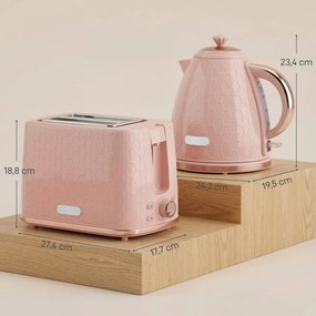 HOMCOM Sada rychlovarné konvice a topinkovače, rychlovarná konvice o objemu 1,7 litru a příkonu 2200 W s automatickým vypínáním a dvouplátkový topink…