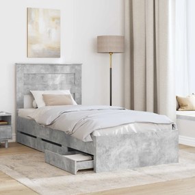 Rám postele s čelo Betonově šedá 90 x 200 cm Inženýrské dřevo 3409880