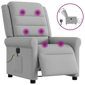 Elektrické masážní polohovací křeslo obláčkově šedé textil 3303313