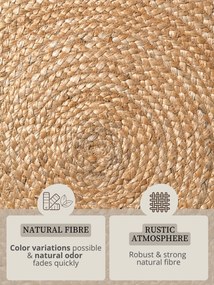 Hanse Home, Kusový koberec Jute Braided 106332 Natural Gold kruh, 200x200 (průměr) kruh, béžová, chodba / předsíň