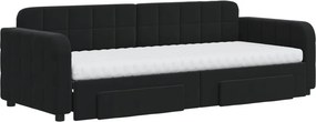 Válenda s přistýlkou a zásuvkami černá 80 x 200 cm samet 3196998