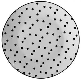 Porcelánový dezertní talířek s černými puntíky Black Dot – 20x2 cm