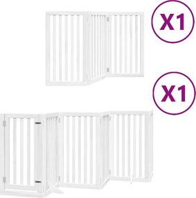 Zábrana pro psy s dvířky skládací 9 panelů bílá 450 cm topol 3155650