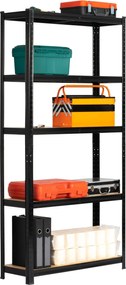 Sada 2 ks kovových regálů REGMET 90x30x180 cm černá