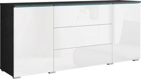 XXXLutz ŠIROKÁ KOMODA, antracitová, vysoce lesklá bílá, 150/67,9/39,5 cm P & B - Online Only komody - 002778000707