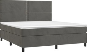 Box spring postel s matrací a LED tmavě šedá 160x200 cm samet 3136072