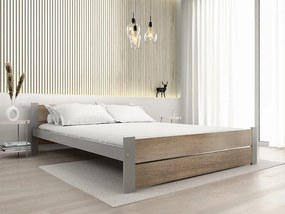 Postel IKAROS DOUBLE 160 x 200 cm, dub sonoma/šedá Matrace: Matrace Coco Maxi 20 cm, Rošt: S laťkovým roštem