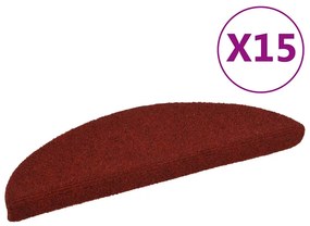 Schodové rohože samolepicí 15 ks 56 x 17 x 3 cm vínově červené půlkulaté 132694