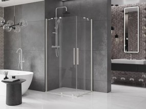 Mexen Velar Duo, sprchový kout s posuvnými dveřmi 90 x 80 cm, 8mm čiré sklo, broušená ocel, 871-090-080-02-97