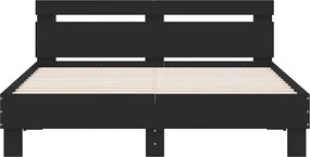Rám postele s čelem černý 140 x 200 cm kompozitní dřevo 3207421