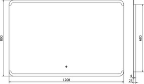 Mexen Nida, LED koupelnové zrcadlo s podsvícením 120x80 cm, 6000K, ochrana proti zamlžování, 9806-120-080-611-00