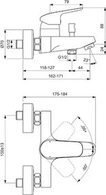 Ideal Standard CeraFlex - Vanová nástěnná baterie | chrom