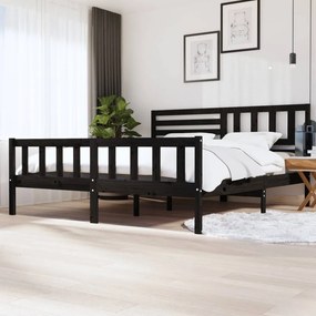 Rám postele černý masivní dřevo 200 x 200 cm 3101177