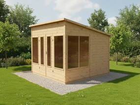 nejzahradnidomek.cz - Dřevěný domek PAMPA s pultovou střechou - Premium, barva natur, (3,2 × 3,2 m), R_PAMPA2