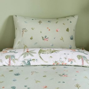 Krémové flanelové dětské povlečení na jednolůžko 135x200 cm Brushed Sleepy Saurus Dino – Catherine Lansfield