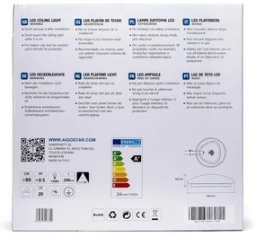 Aigostar - LED Stropní svítidlo se senzorem LED/24W/230V 3000K