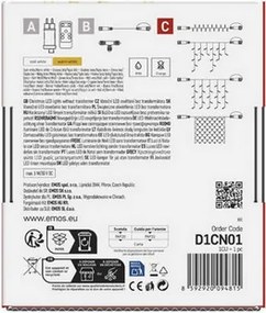 Propojovací vánoční řetěz bez zdroje EMOS Connecting D1CN01 ZY2002 100LED krápníky 2,5x0,9m studená/teplá blikající