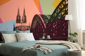 Samolepící tapeta digitální ilustrace města Kolín - 375x250 cm