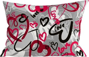 Polybavlněný povlak na polštář STREET LOVE POLY 50x70 cm, šedý