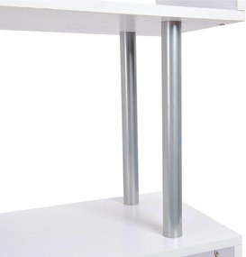 HOMCOM S-typová knihovna, 4-patrová policová jednotka pro obývací pokoj, kancelář a studovnu 80x30x145 cm, bílá