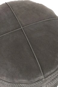Šedý kožený puf s výplní Tassels - Ø 52*40cm