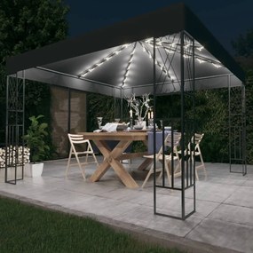 Altán se světelnými LED řetězy 3 x 3 m antracitový textil 3070327