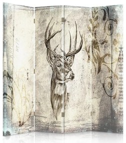 Ozdobný paraván, Elegantní jelen - 145x170 cm, čtyřdílný, obustranný paraván 360°