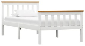 Rám postele bílý masivní borové dřevo 90 x 200 cm,  283244 HangarStore.cz