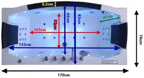 BPS-koupelny Hydromasážní vana HYD-UR931 170x76 s ohřevem vody