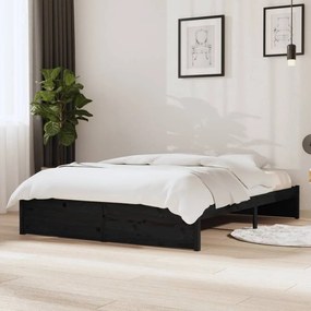 Rám postele černý masivní borovice 135 x 190 cm UK Double - Default Title