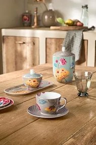 Pip Studio Blooming Tales cappuccino šálek s podšálkem 270ml, khaki (Stylový cappuccino šálek s podšálkem)