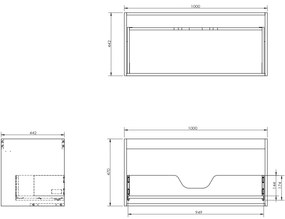 Mexen Orio, koupelnová skříňka 100 cm s umyvadlem Otis, 1 zásuvka, grafitová matná/bílá matná, 91A10-10047-1-BF66-W18M01