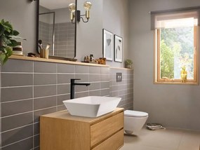 Hansgrohe Rebris E, vysoká umyvadlová baterie 240 s odtokovou soupravou s táhlem, CoolStart, černá matná, 72581670