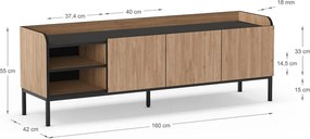 TV stolek v dekoru dubu v přírodní barvě 160x55x42 cm Adara – Marckeric