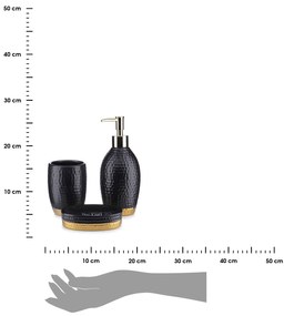 Sada koupelnových doplňků Lumi, černá/se zlatými prvky
