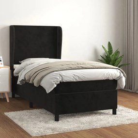 Box spring postel s matrací černá 100x200 cm samet,  3129077
