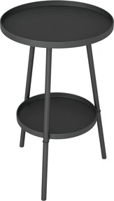Outsunny Kulatý 2-úrovňový Zahradní Stůl Venku, Patio Stůl Ø32x51 cm s Dolním Podnosem a Kovovým Rámem pro Venkovní a Vnitřní Použití Černá | Aosom