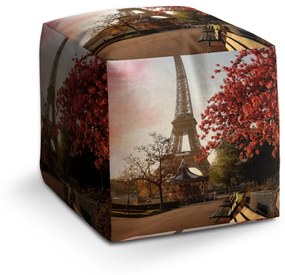 Sablio Taburet Cube Eiffelova věž a červený strom: 40x40x40 cm