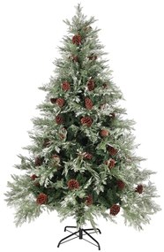 Vánoční stromek se šiškami zelenobílý 150 cm PVC a PE