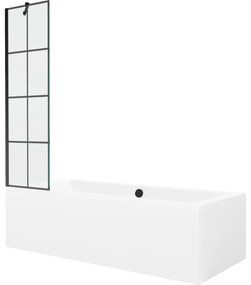 Mexen Cube obdélníková vana 180 x 80 cm s pláštěm 1-křídlovou zástěnou 50 cm, Černý vzor - 550518080X9505007077