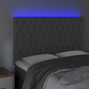 Čelo postele s LED tmavě šedé 160x7x118/128 cm samet 3122815