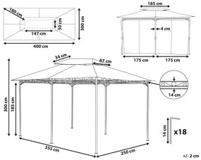 Altán 300 x 400 cm tmavě šedá COLOS Beliani