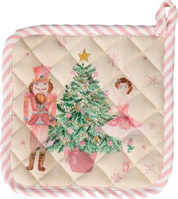 Béžová chňapka - podložka s Louskáčkem a baletkou Pastel Nutcracker - 20*20 cm